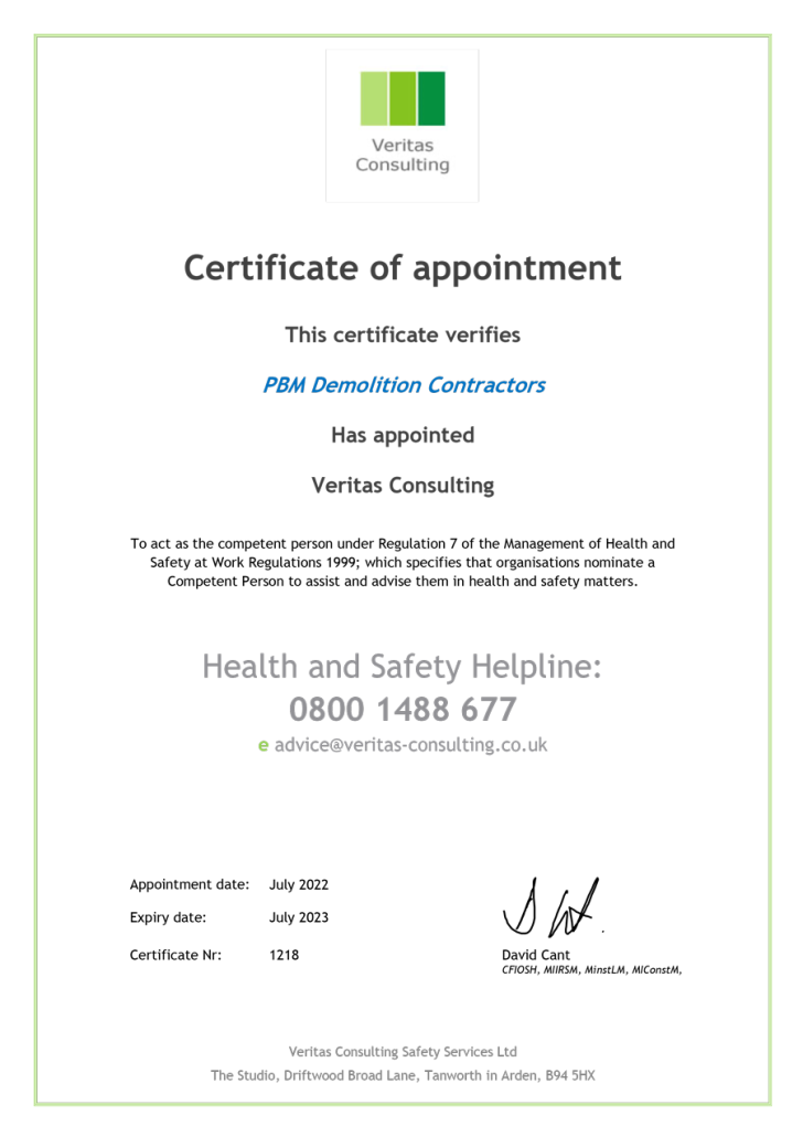 Demolition Industry Accreditations | PBM Contractors